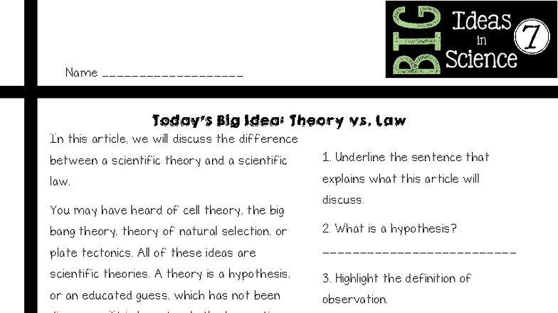 LAW VS THEORY: Understanding Scientific Concepts - Studocu