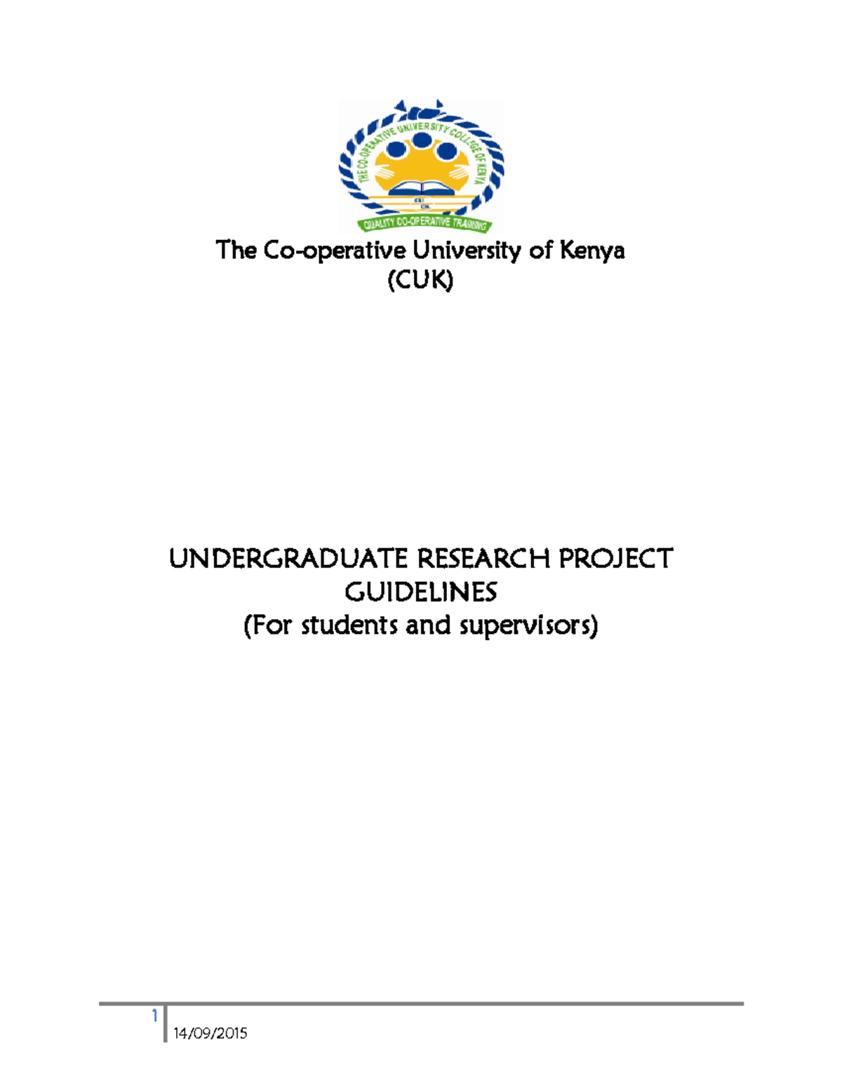 Undergraduate Research Project Format Guidelines (CUK) - Studocu
