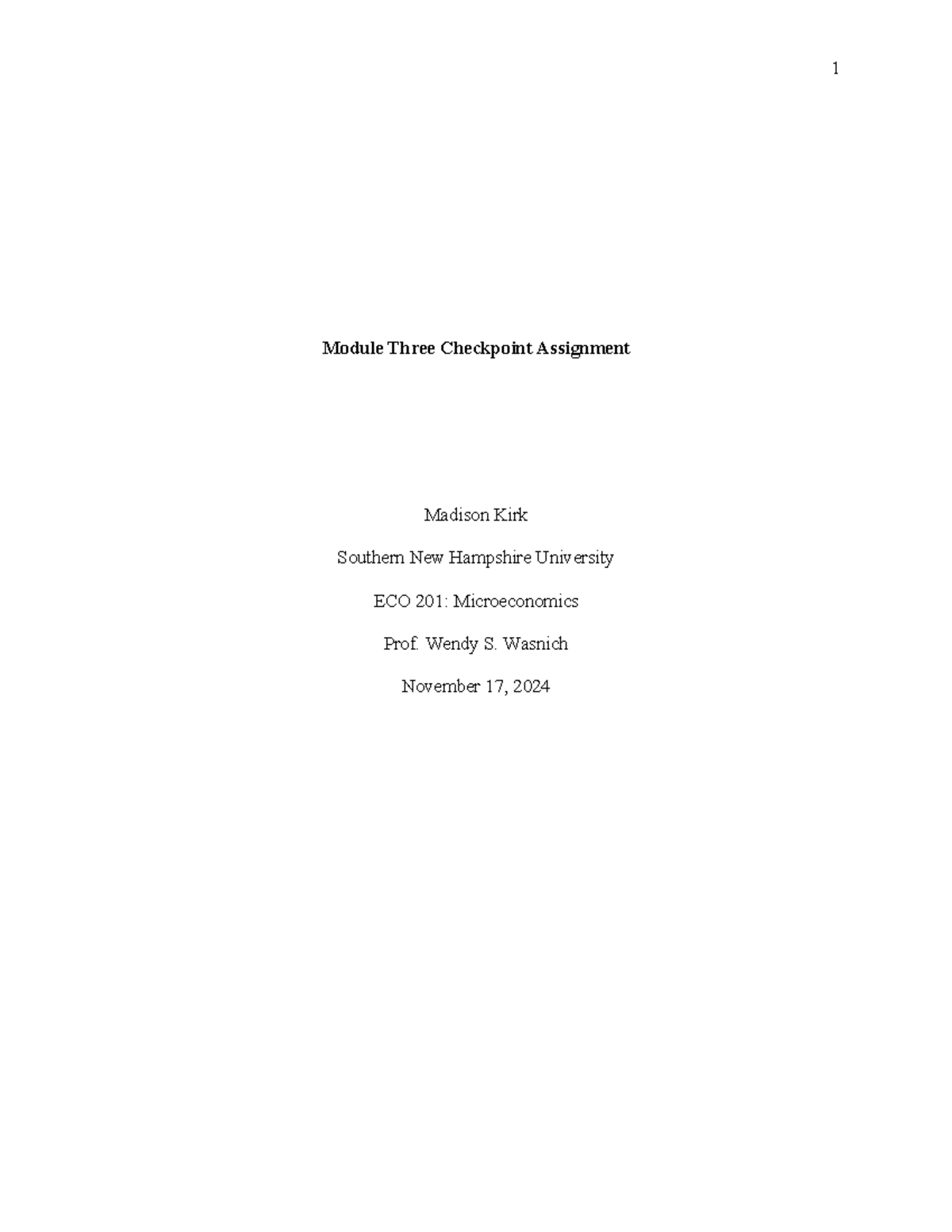 ECO 201 Module 3 Checkpoint: Supply, Demand & Price Elasticity Analysis ...