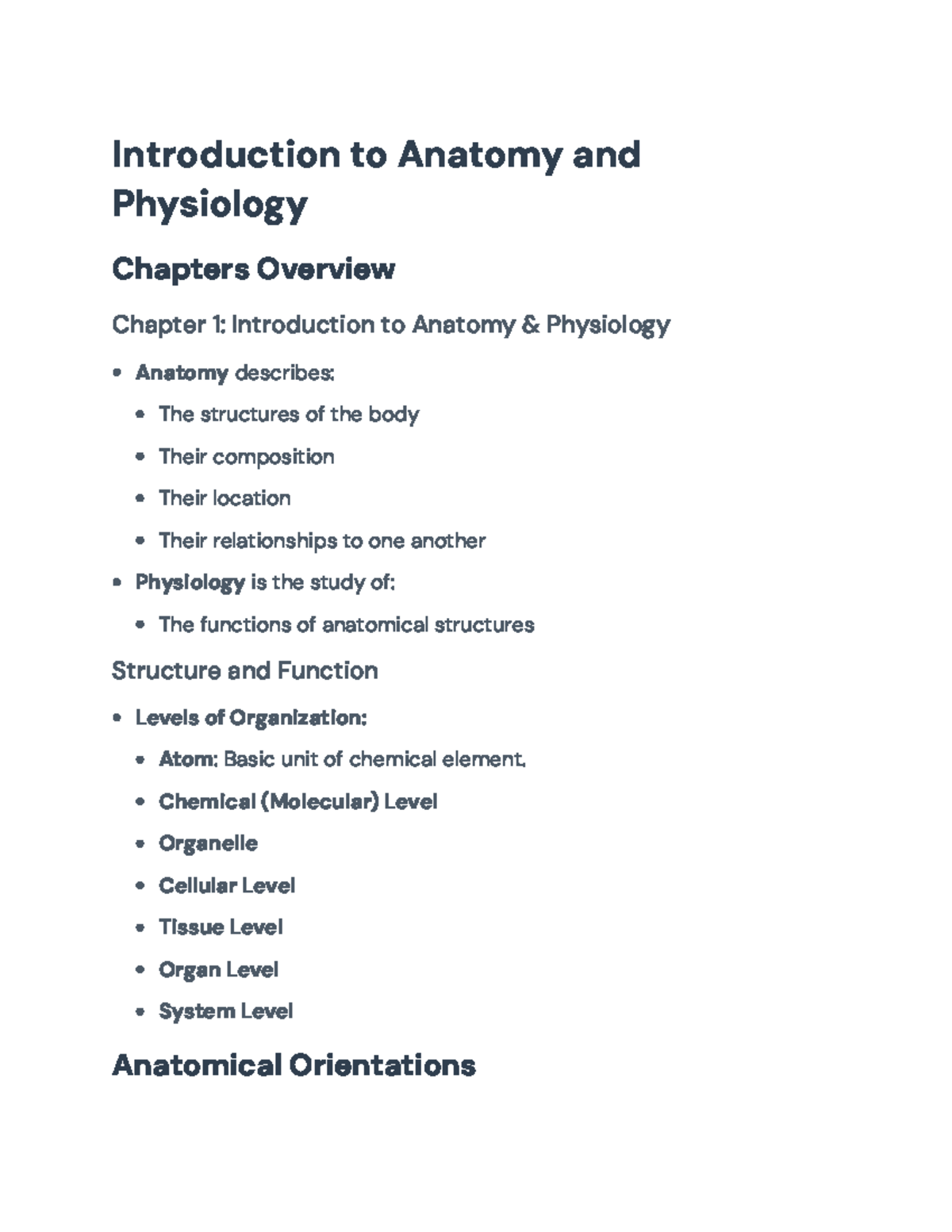 Anatomy & Physiology Overview: Key Concepts and Terminology ...