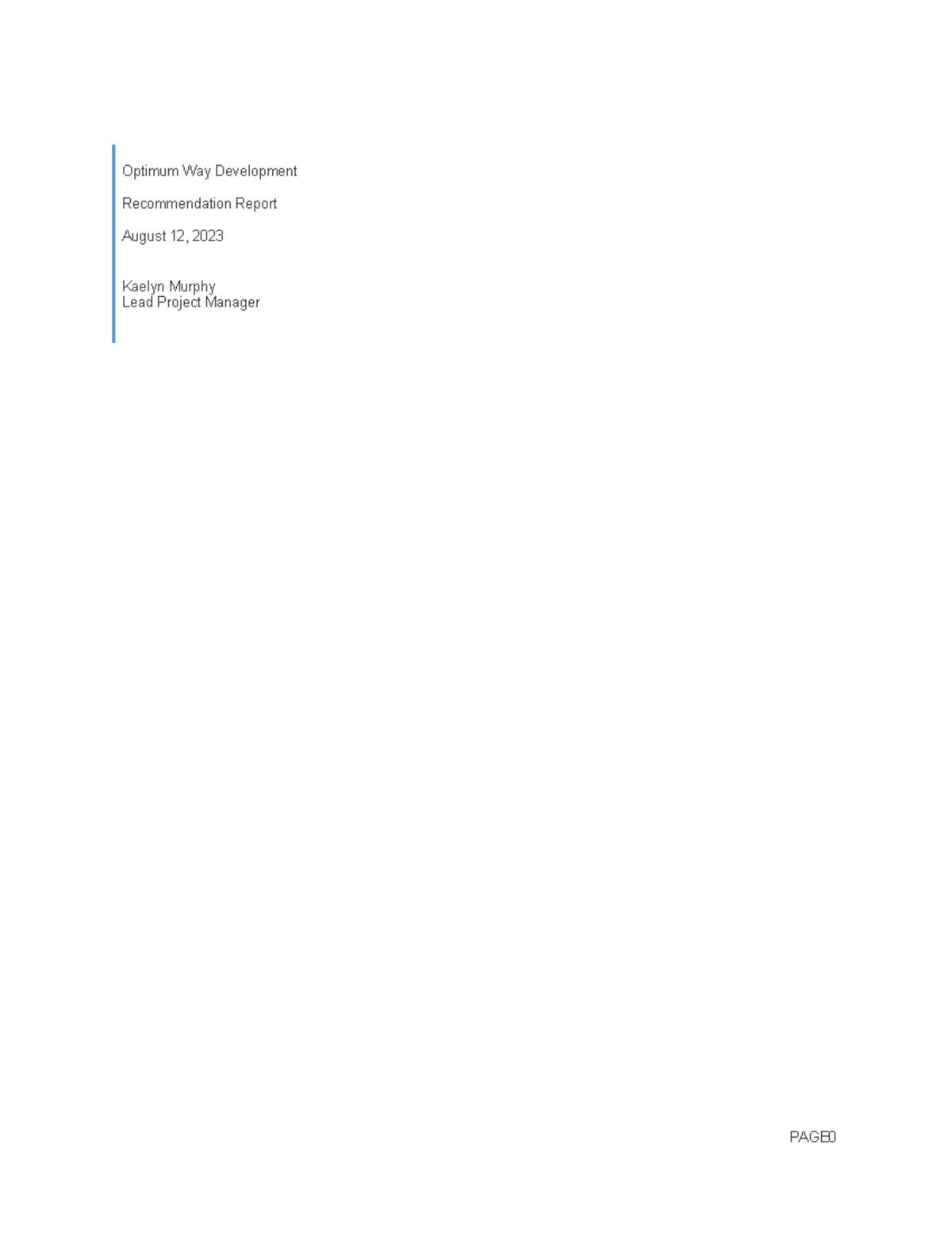 Project 2 - 1Latte Recommendation Report - Optimum Way Development ...