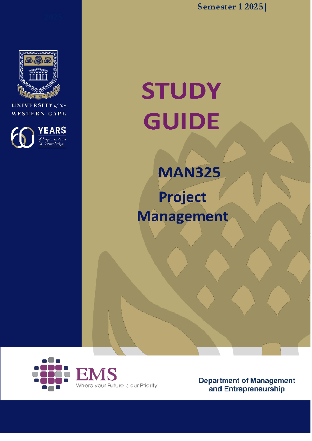 MAN325 Project Management Course Outline 2025 Study Guide - Studocu
