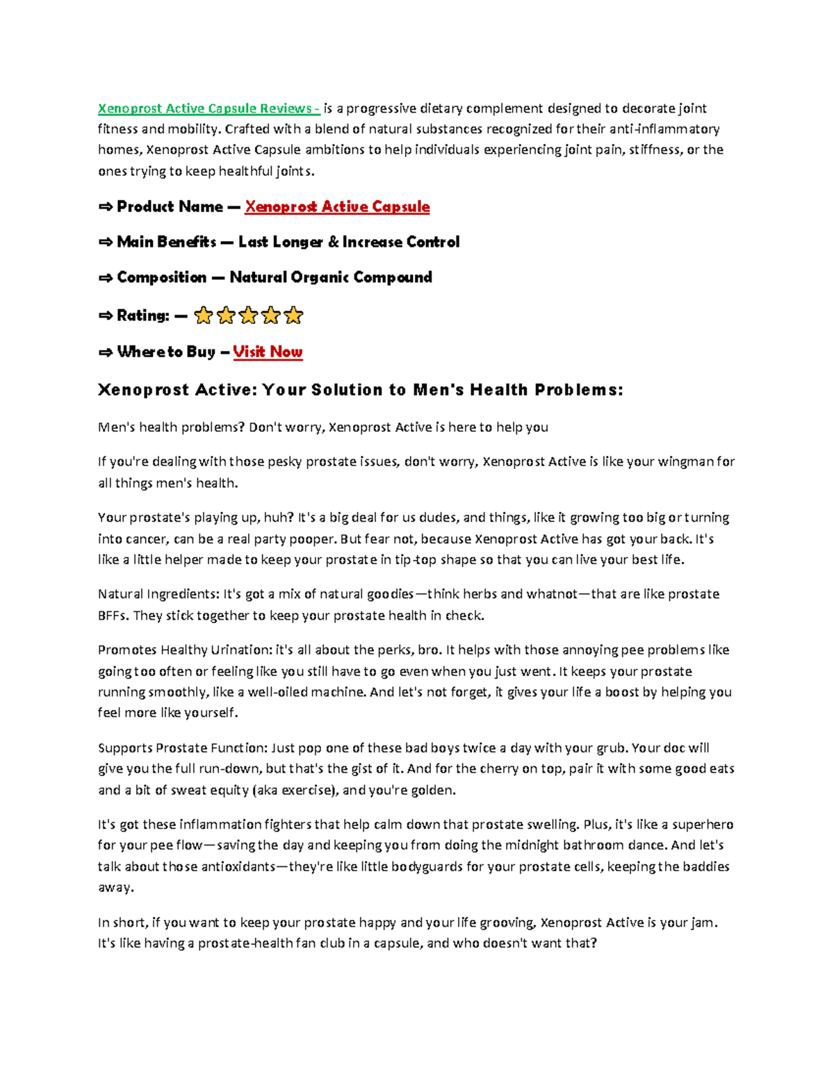 Xenoprost Active Capsule: Benefits, Ingredients & Usage Guide - Studocu