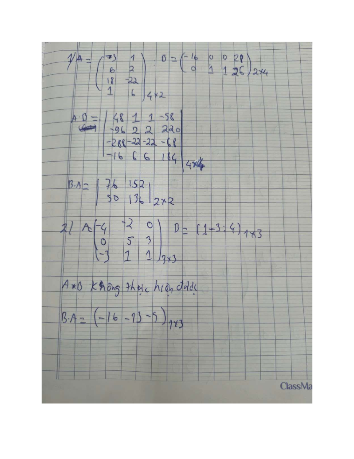 HW Chapter 4 Matrices - ClassMate Notes - Studocu