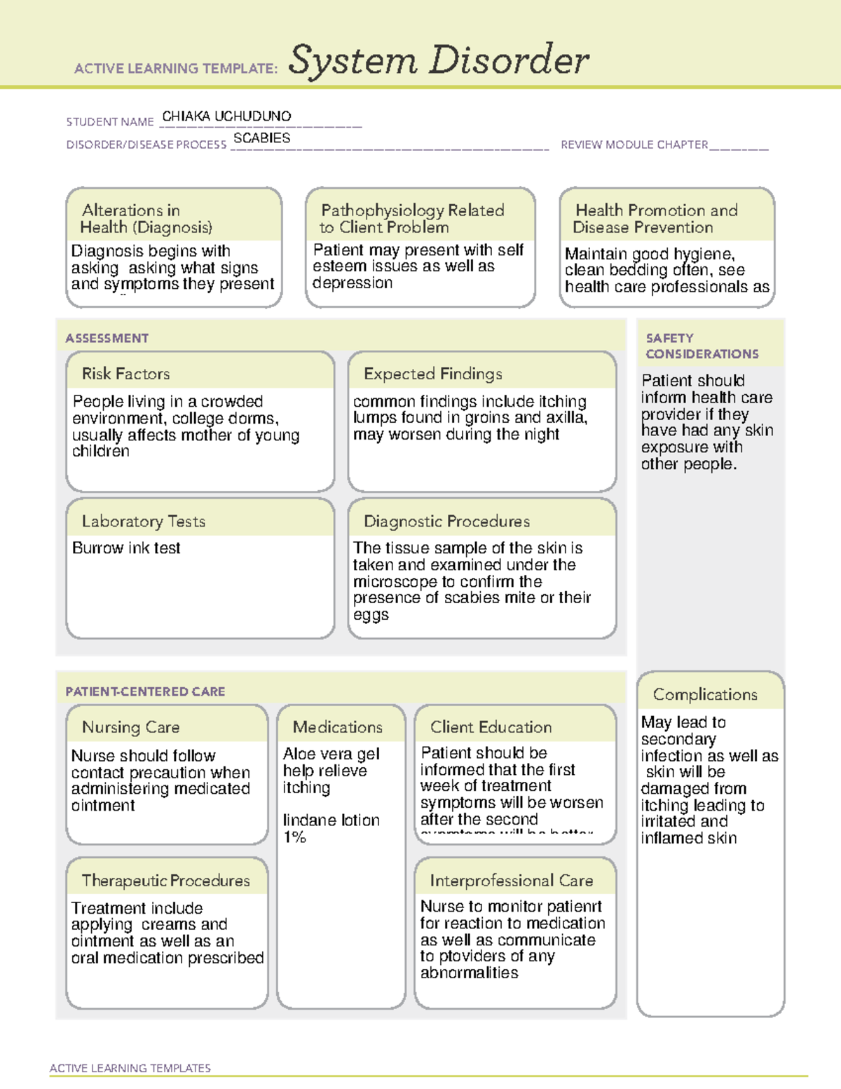 System disorder - ACTIVE LEARNING TEMPLATES System Disorder STUDENT ...