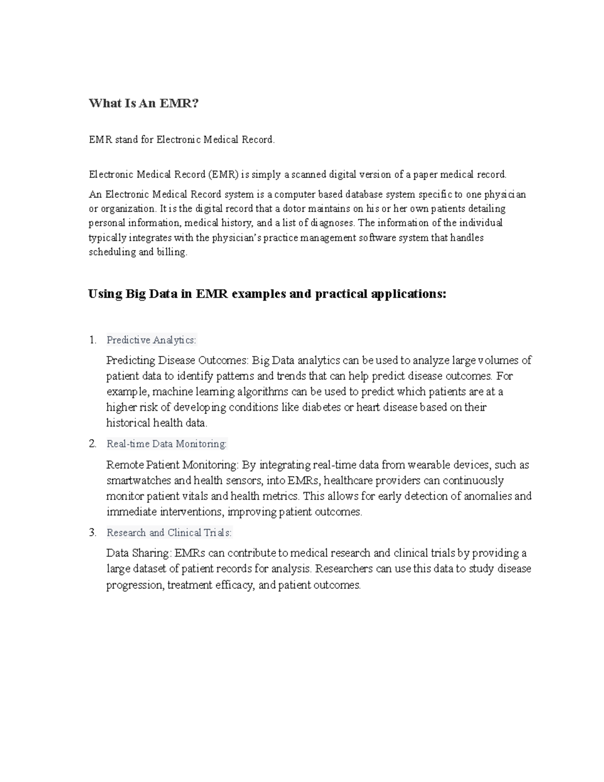 Emr definition &examples - What Is An EMR? EMR stand for Electronic ...