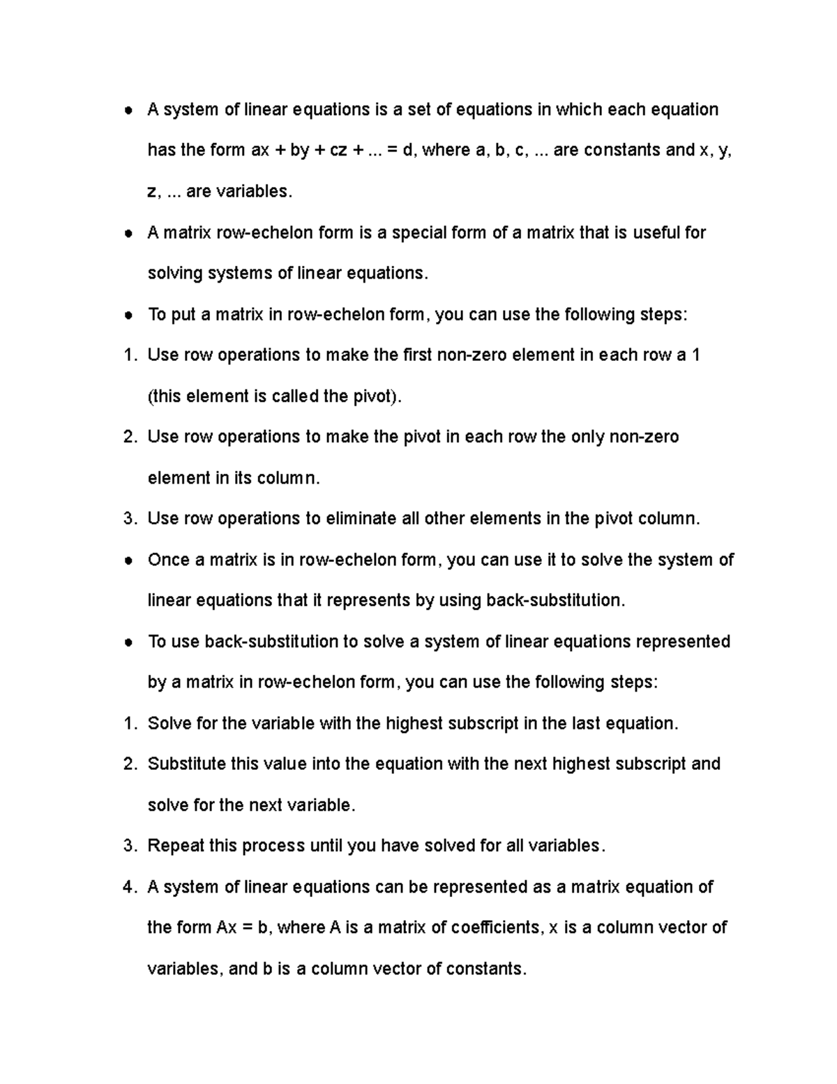 Matrix Row-Echelon Form - A system of linear equations is a set of ...