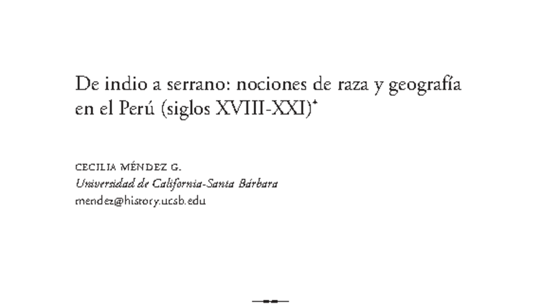 De indio a serrano: raza y geografía en el Perú (siglos XVIII-XIX ...