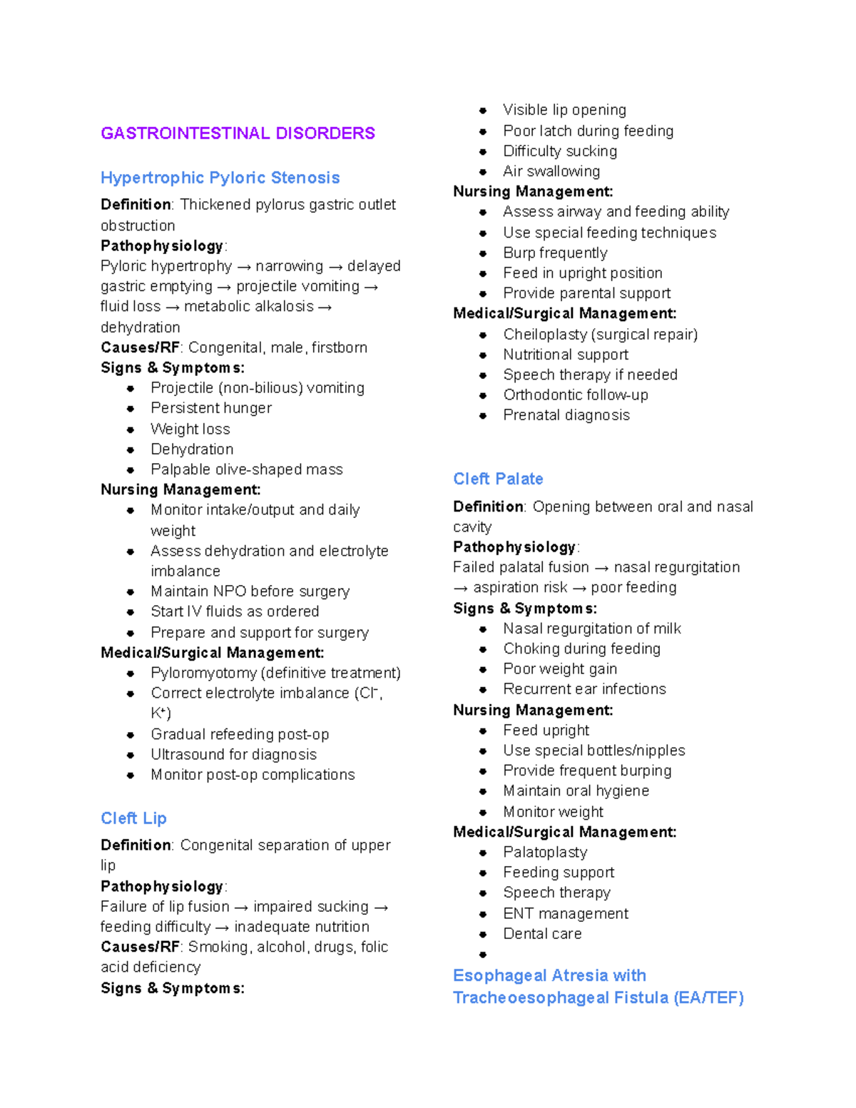 GASTROINTESTINAL DISORDERS: Pathophysiology & Nursing Management Review ...