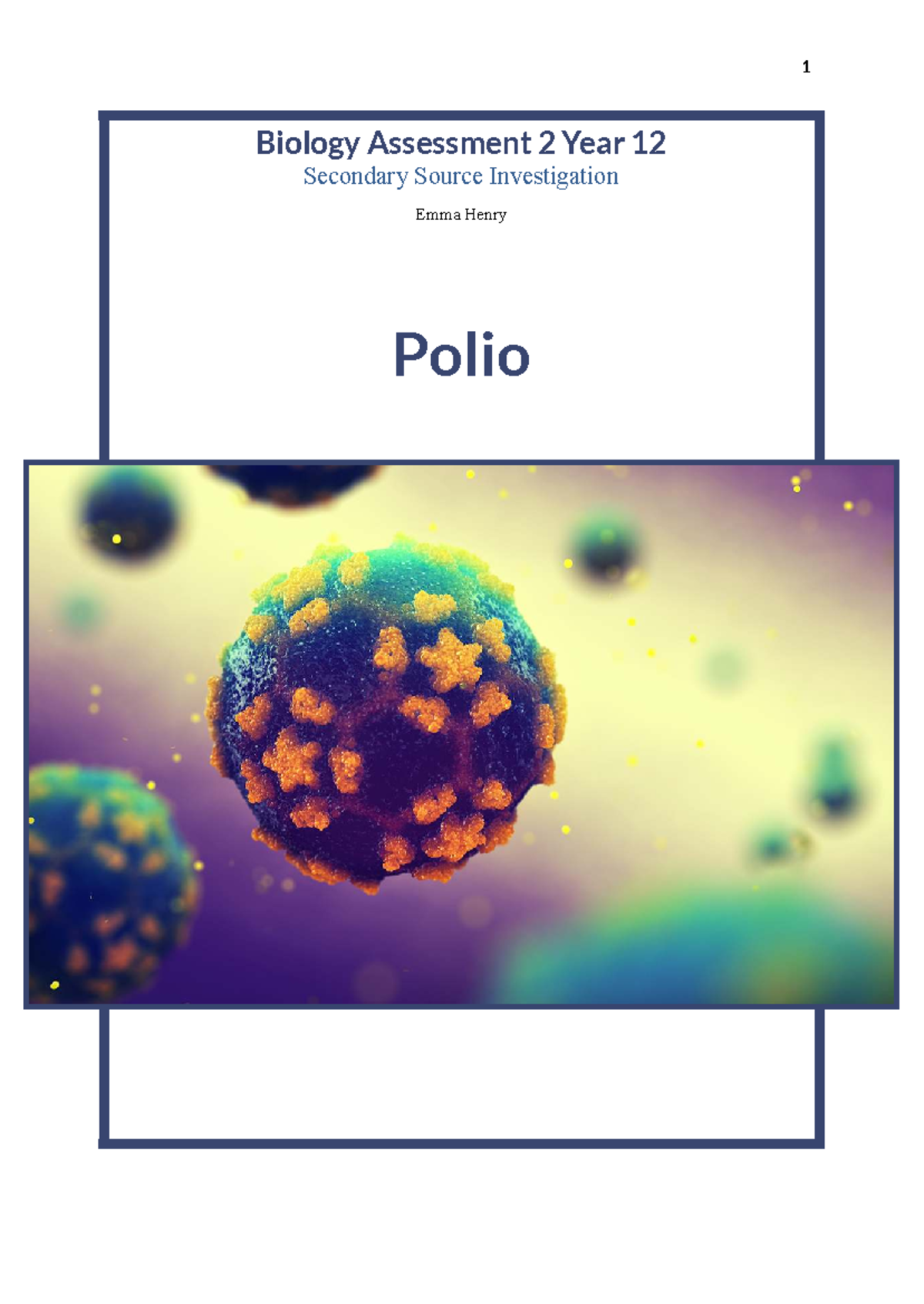 Year 12 Biology Assessment: Polio Secondary Source Investigation - Studocu