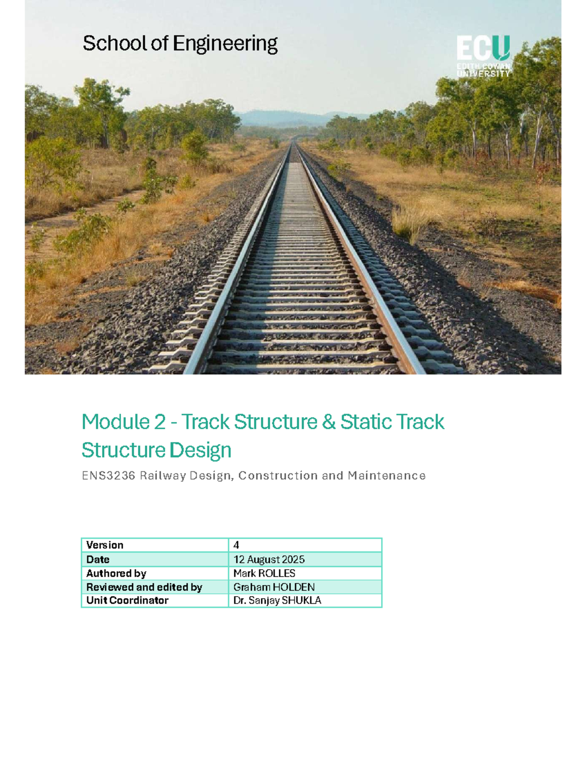 ENS3236 Module 2: Static Track Structure Design Reference Material ...