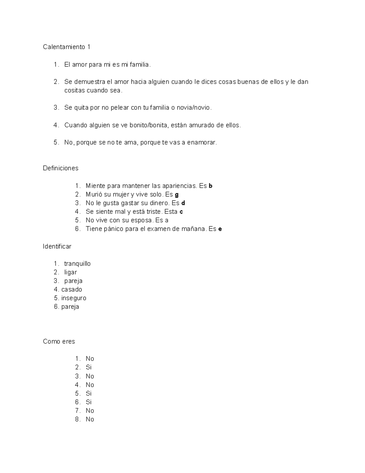 Español 1 Nativos: Unidad 1 - Sentir y Vivir en el Amor - Studocu