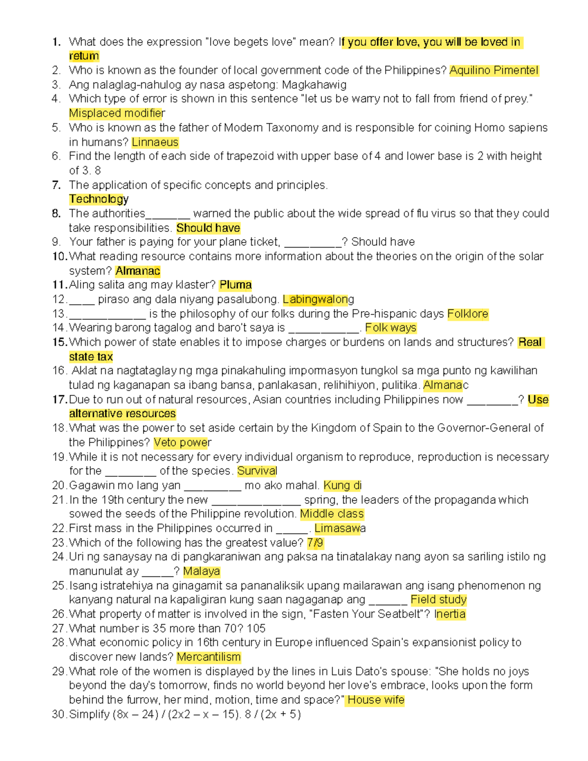 GENERAL EDU FINAL EXAM BULLET POINTS AND NOTES - Studocu