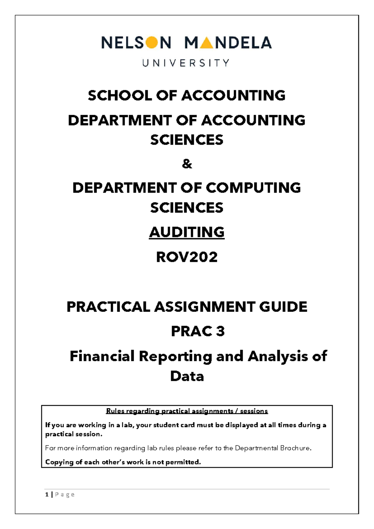 2025 ROV202 Financial Reporting & Data Analysis PRAC 3 Guide - Studocu