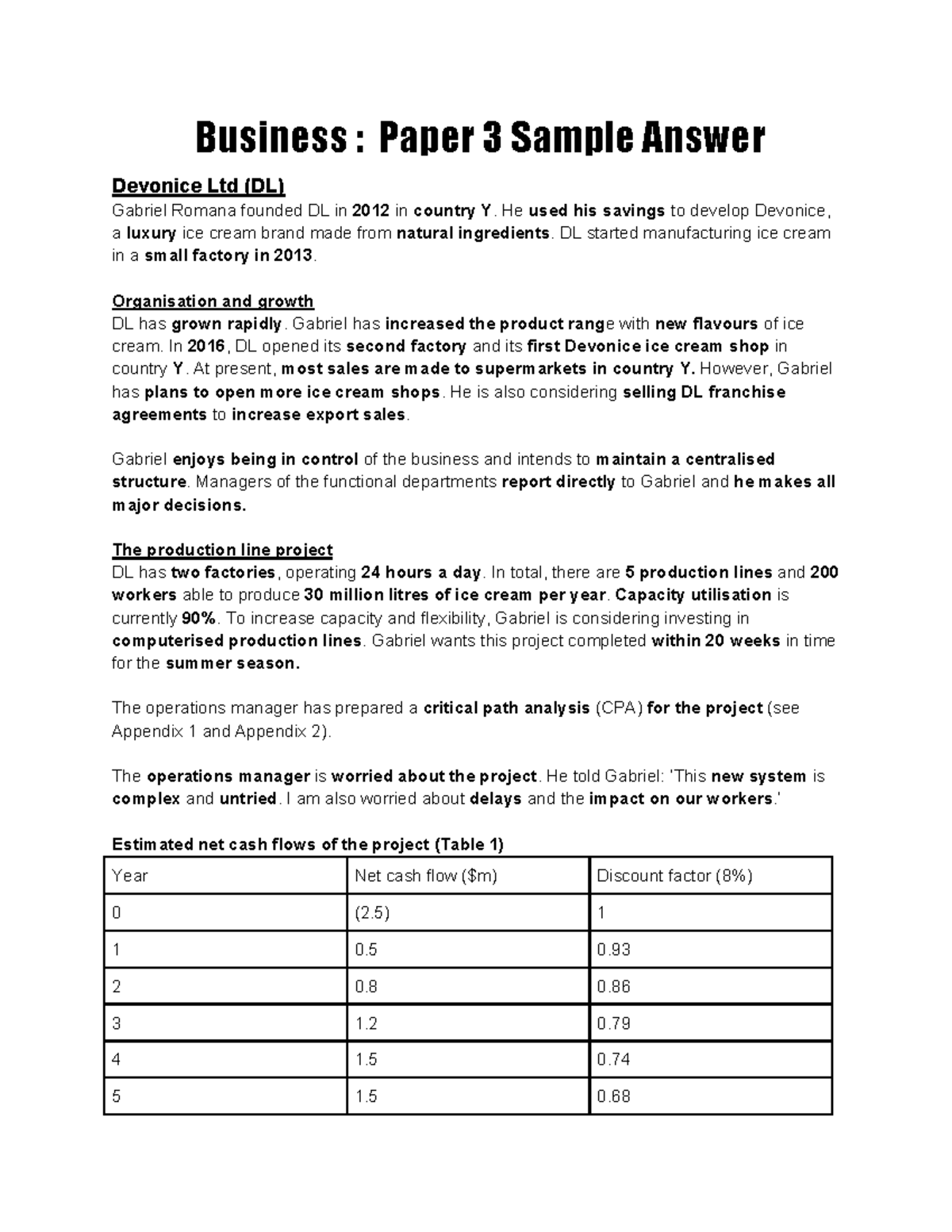Business (BIZ101): Paper 3 - Devonice Ltd Case Study Analysis - Studocu