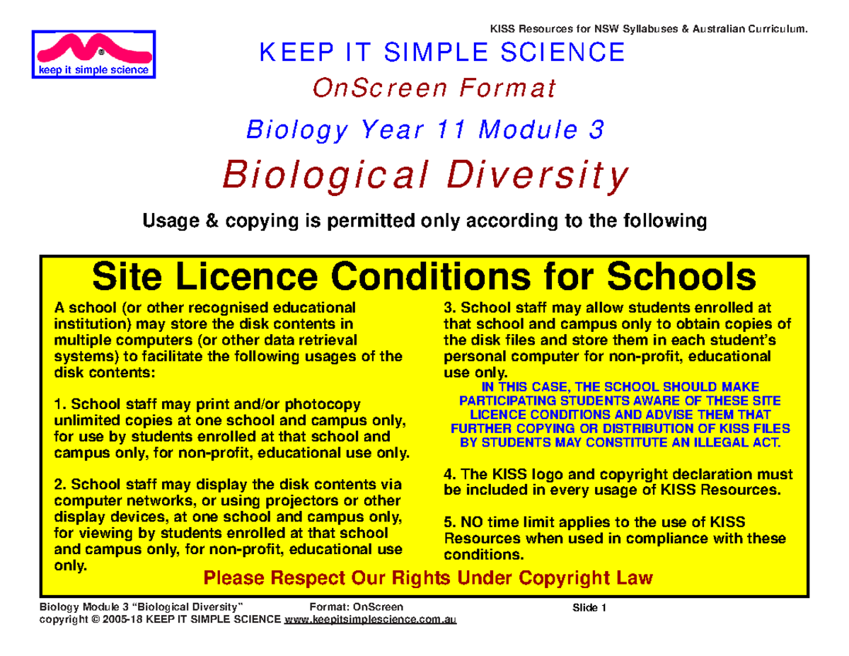 Biology Year 11 Module 3 Final Notes: Biological Diversity Insights ...