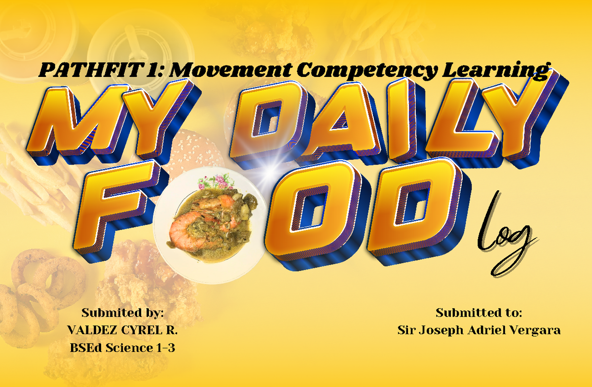 Daily FOOD LOG in PATHFIT - Physical Education - loglog Submited by ...