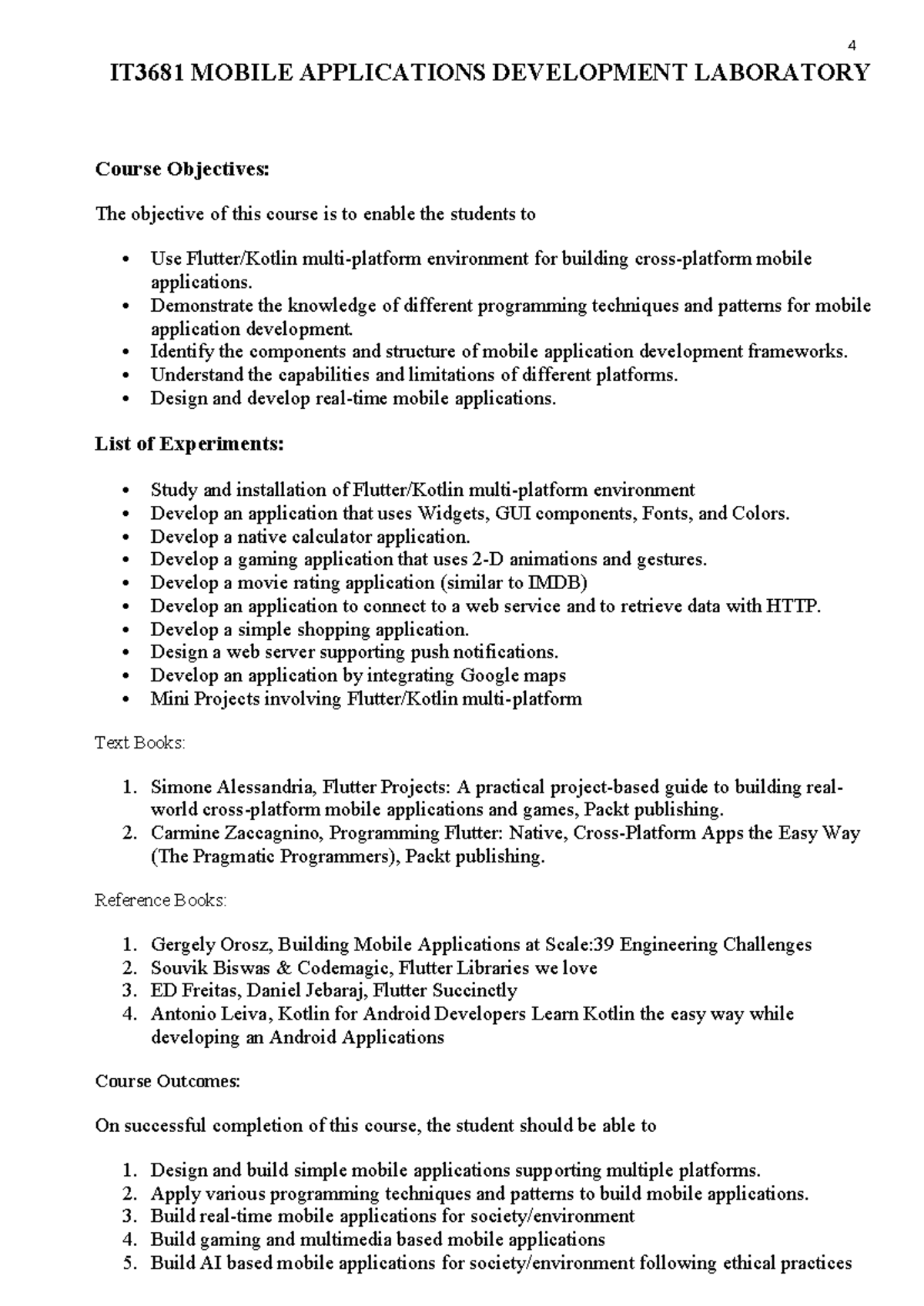 IT3681 Mobile Application Development Lab Manual on Experiments - Studocu