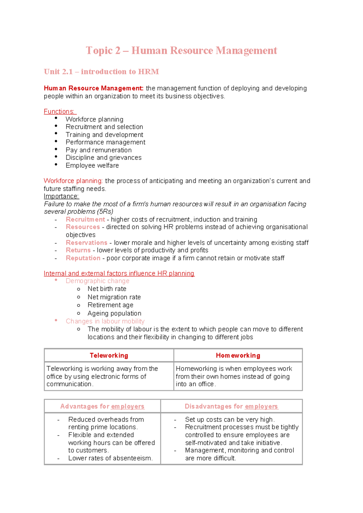HRM 101: Introduction to Human Resource Management Concepts - Studeersnel