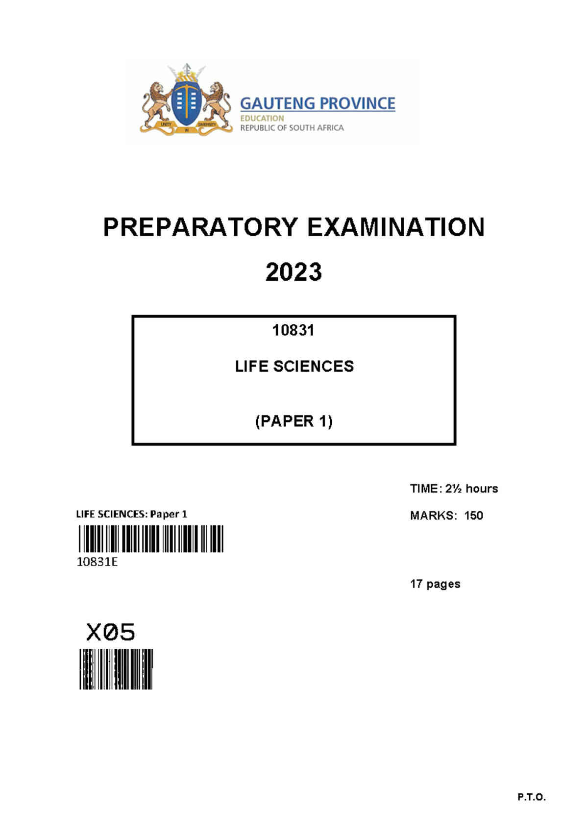 Grade 12 NSC Life Sciences P1 (10831) 2023 Preparatory Exam Q-Paper ...