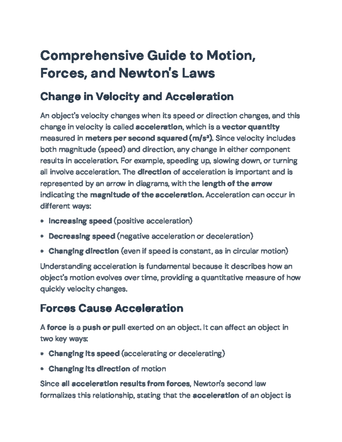 Comprehensive Guide to Motion, Forces, and Newton's Laws (Physics 101 ...