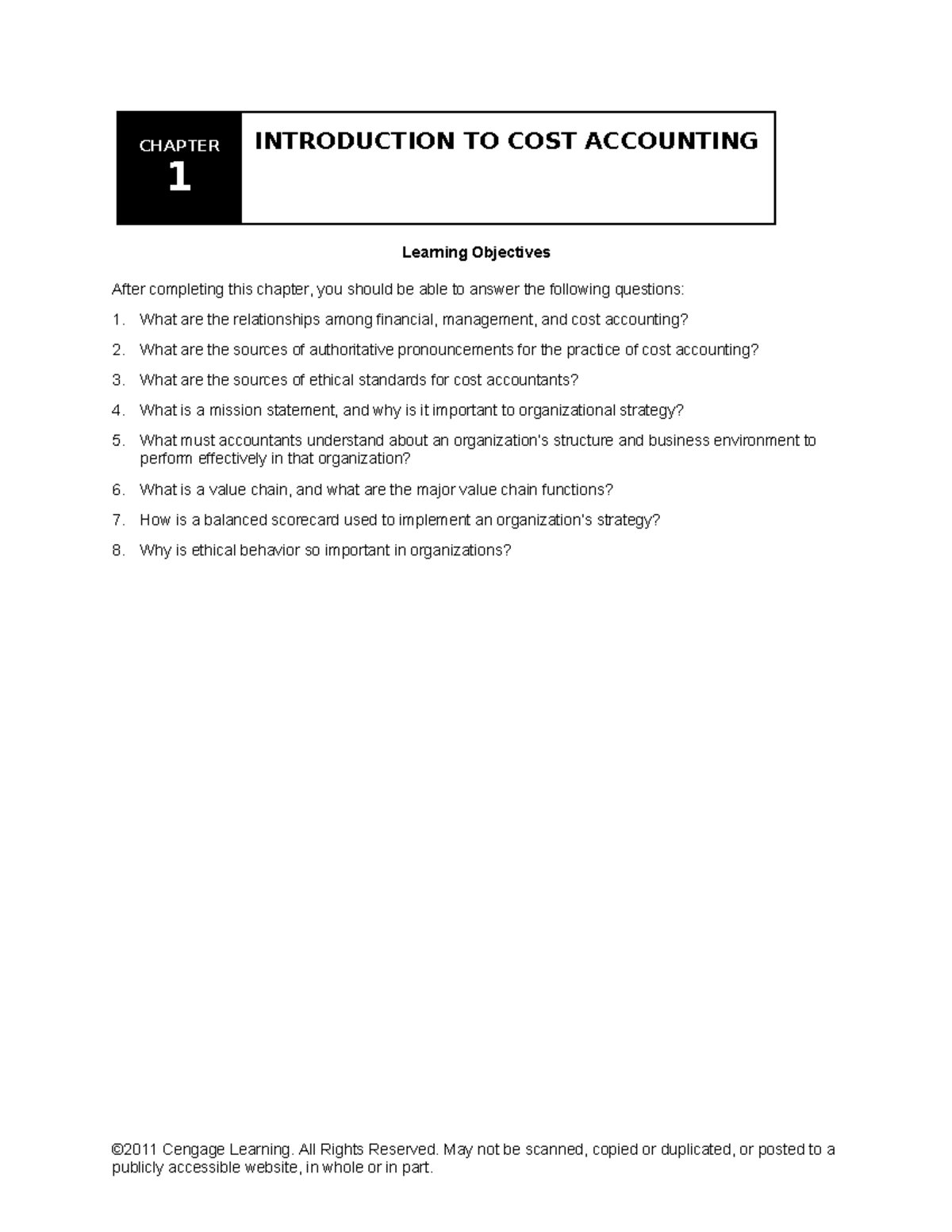 Module 1 Chapter 1 - Learning Objectives After completing this chapter, you should be able to ...
