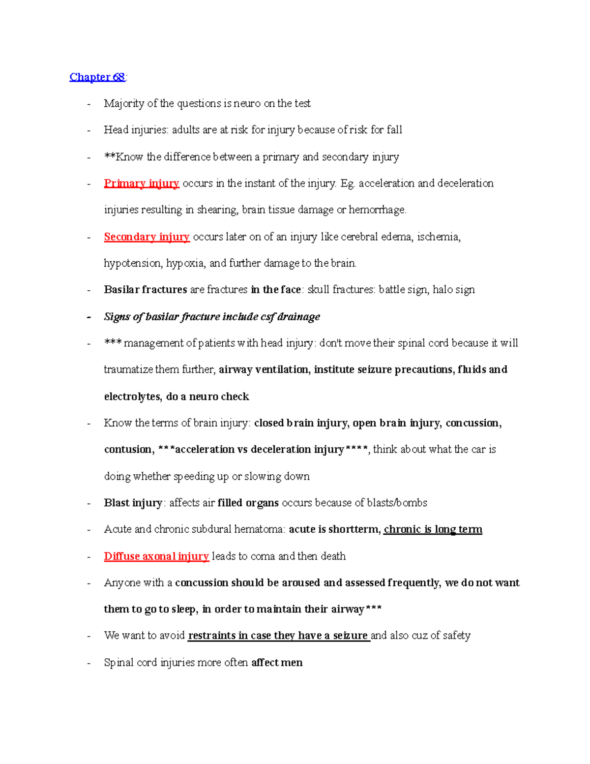 Week 2 - Neuro Study Notes for Nursing (CNS 201) - Studocu