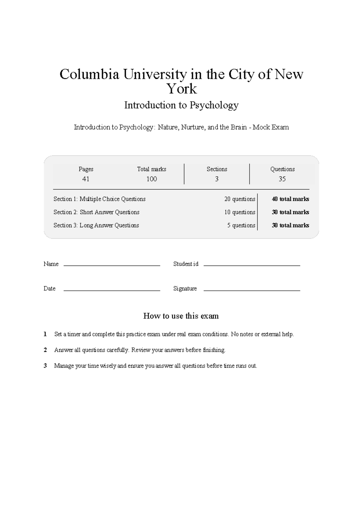PSYC 1001 Mock Exam: Nature, Nurture, and the Brain Practice Test 2026 ...