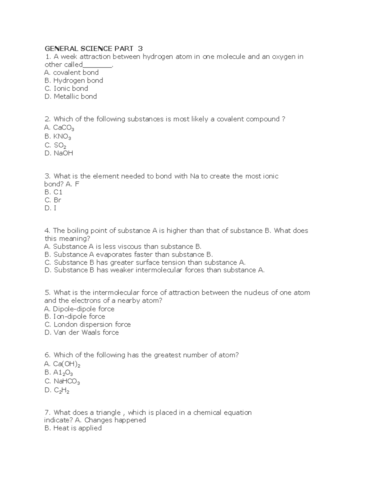 General Science 3 - Practice Test Guide for Final Exam Preparation ...