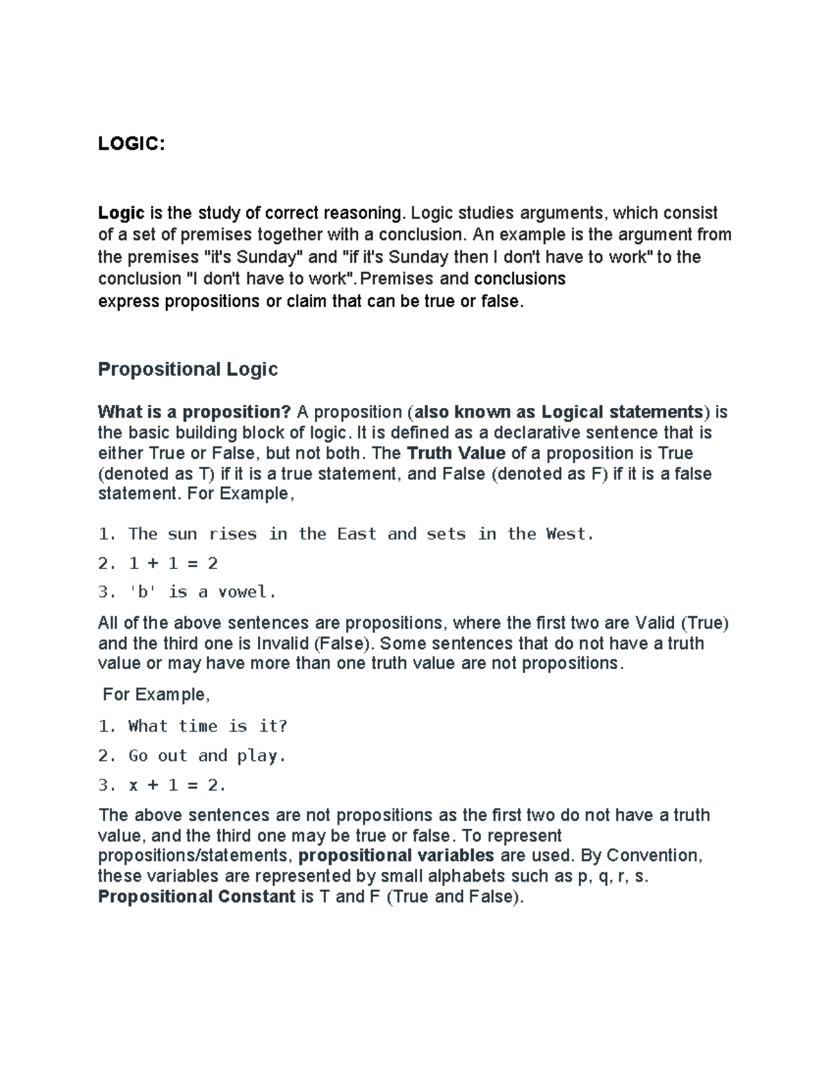 Unit 3: Propositional Logic - Understanding Arguments and Propositions - Studocu