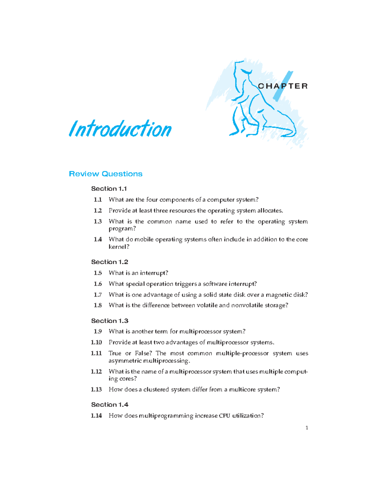 1-Review of Operating Systems Concepts (10th Ed) - Chapter 1 Questions ...