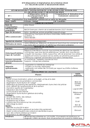 BTS Fiche E4 Organisation et animation d'un événement commercial ...