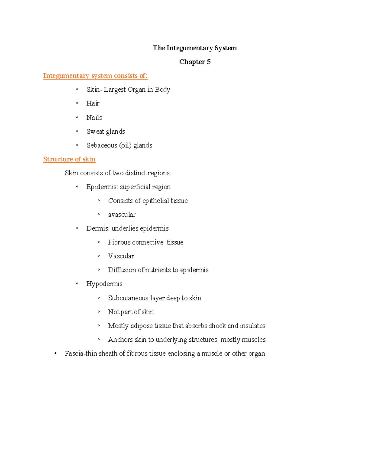 A&P 5: Study Notes on the Integumentary System - 2022 Guide - Studocu