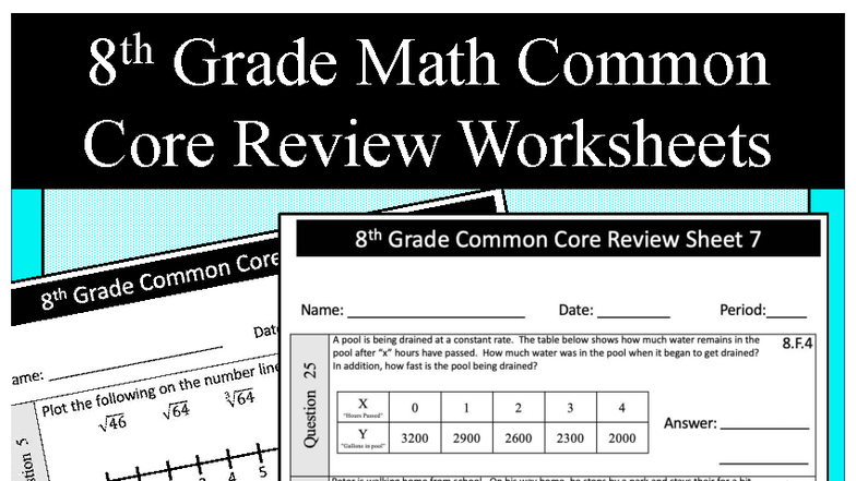 8th Grade Math CC Review Worksheets: Comprehensive Resource - Studocu