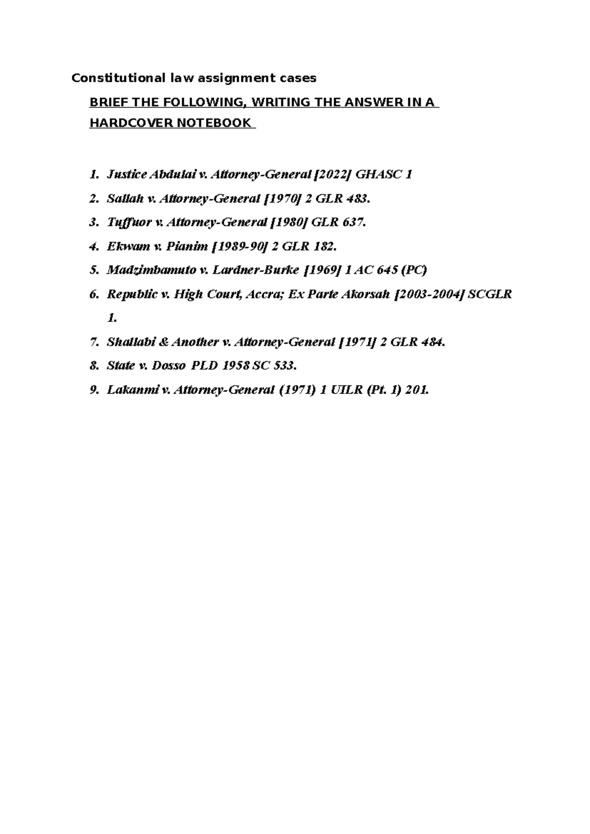 Constitutional LAW Assignment-1 - Constitutional law assignment cases ...
