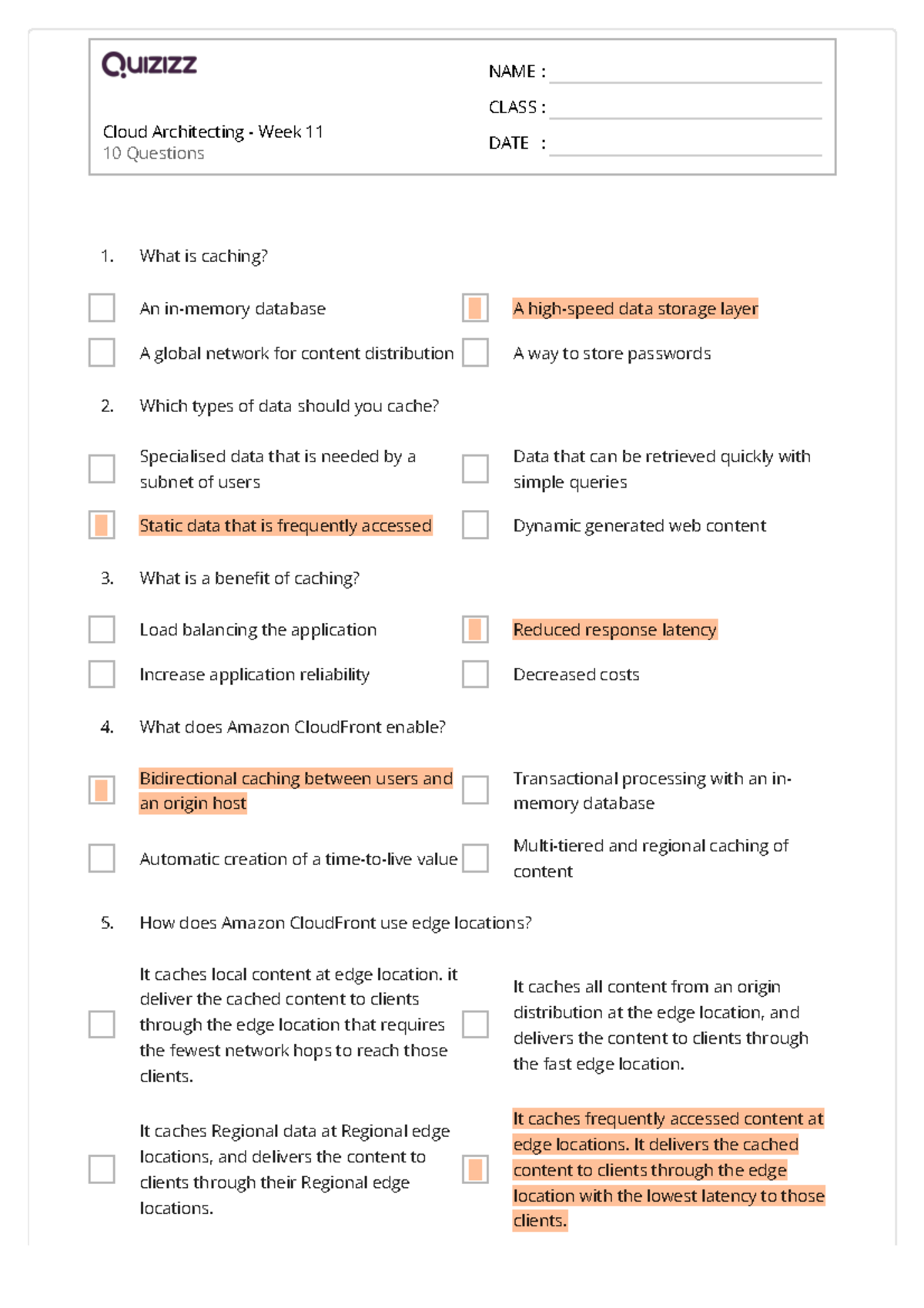 tutorial Week 11 - Cloud Architecting - Week 11 10 Questions NAME ...