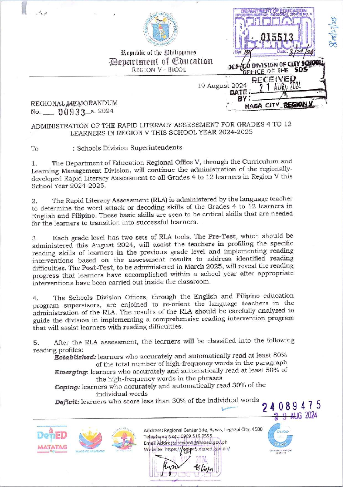 Guidelines for Administering the Rapid Literacy Assessment (RLA) for ...