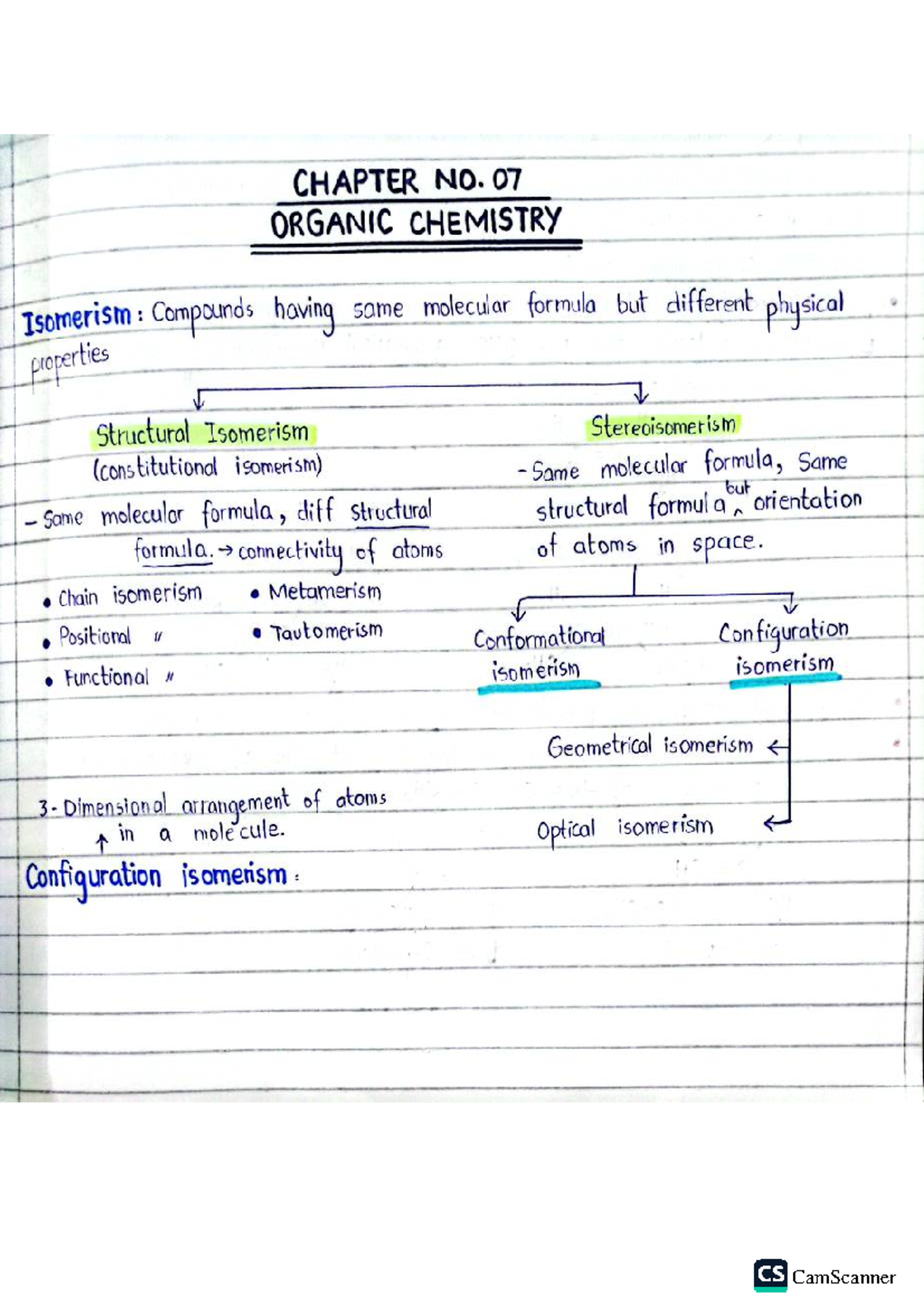 Unit 7: Organic Chemistry Lecture Notes on Isomerism - Studocu