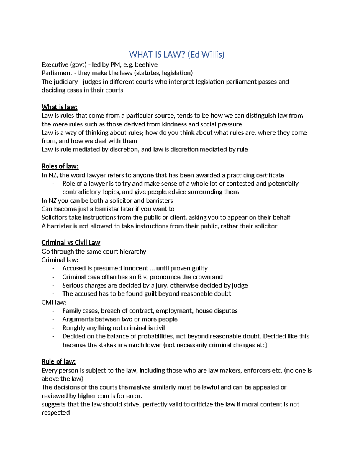 Understanding Law: Key Concepts and Theories (LAW101) - Studocu