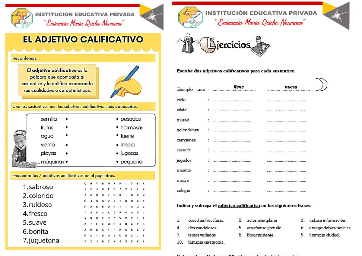 Ficha De Actividad Adjetivos Calificativos Gua De Trabajo