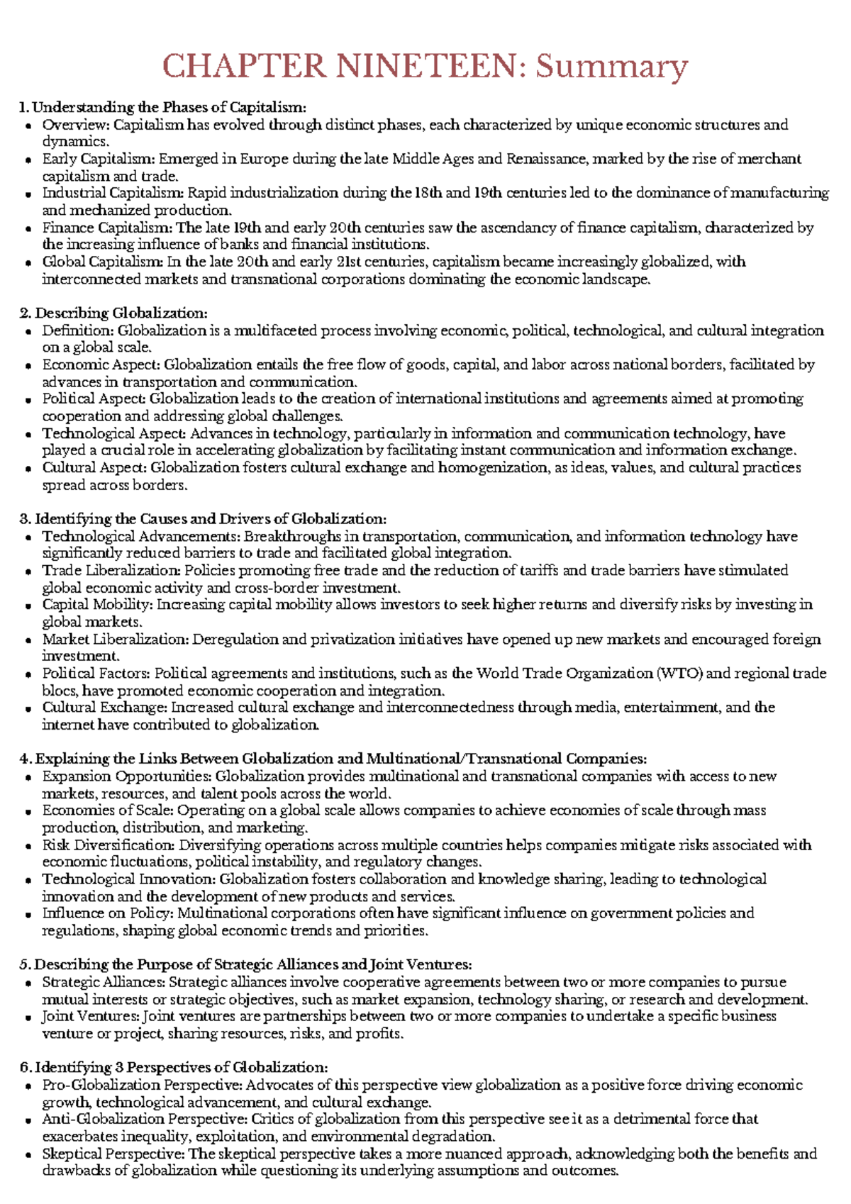 EB121 - Chapter 19: Phases of Capitalism and Globalization Overview ...