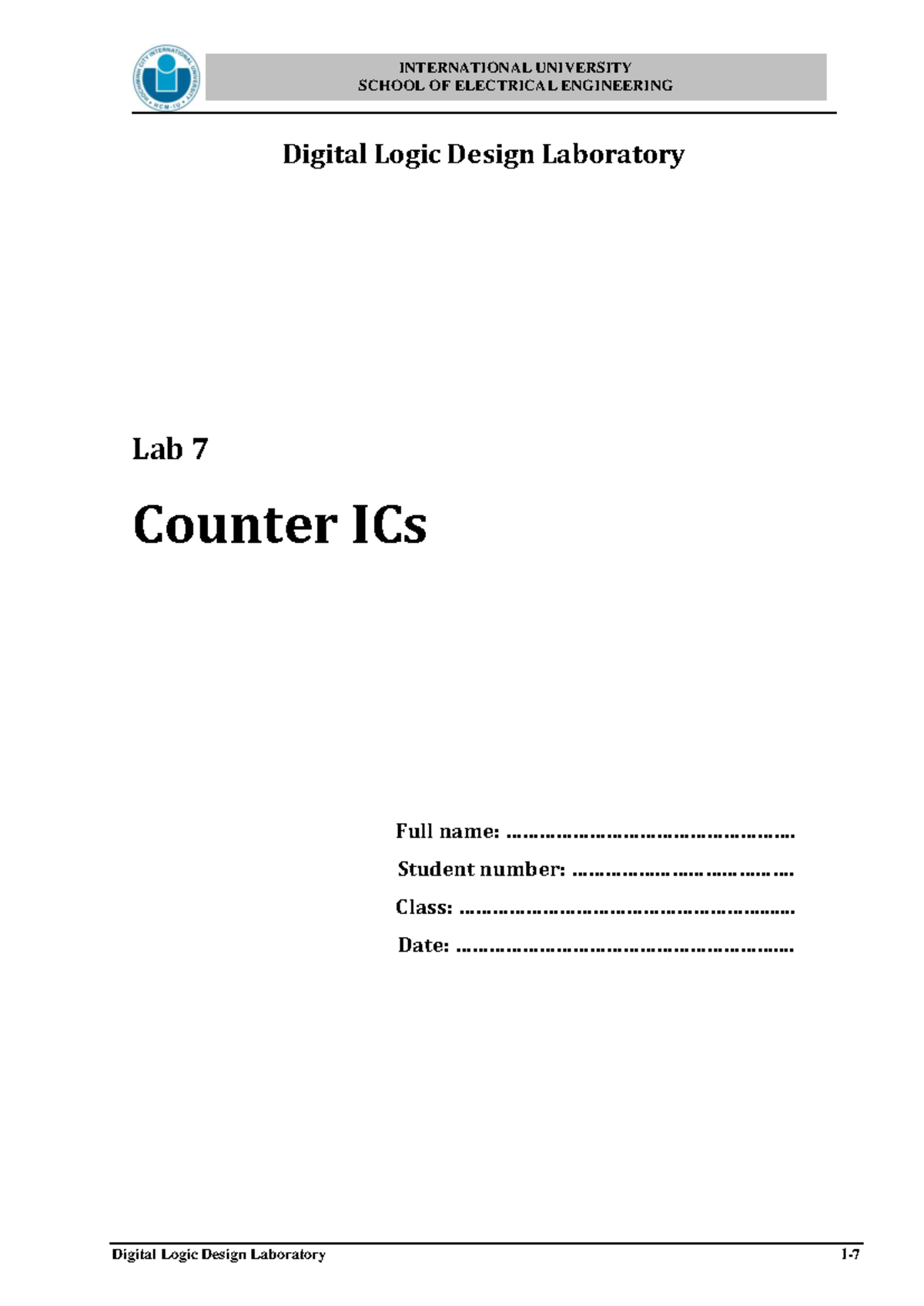 Digital Logic Design Lab 7: Exploring Counter ICs and Implementation ...