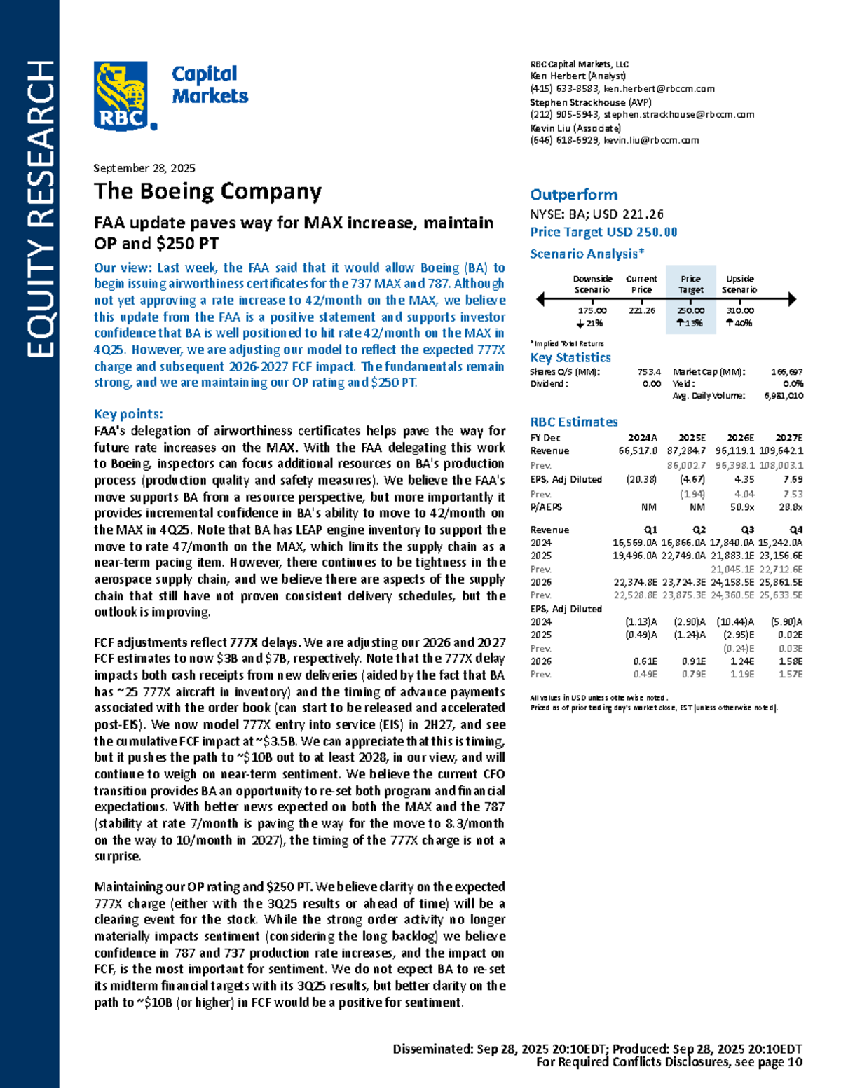 RBC Capital Markets Equity Research: Boeing Company (BA) Update - Sept ...