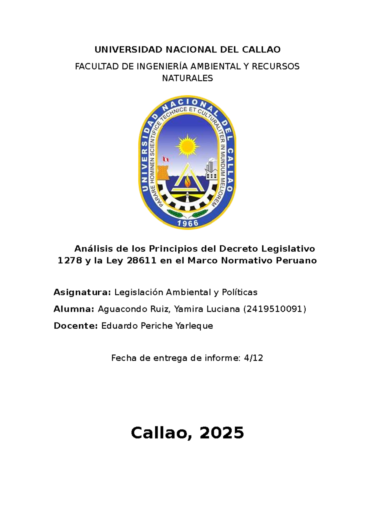 Análisis de los Principios del Decreto Legislativo 1278 y Ley 28611 ...