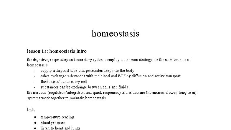 Homeostasis Lesson 1A: Introduction to Body Systems and Feedback Loops ...