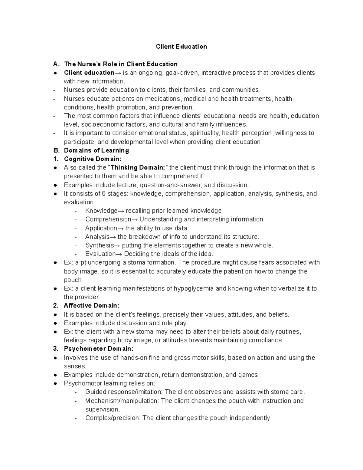 Client Education - The Nurse’s Role in Client Education Client ...