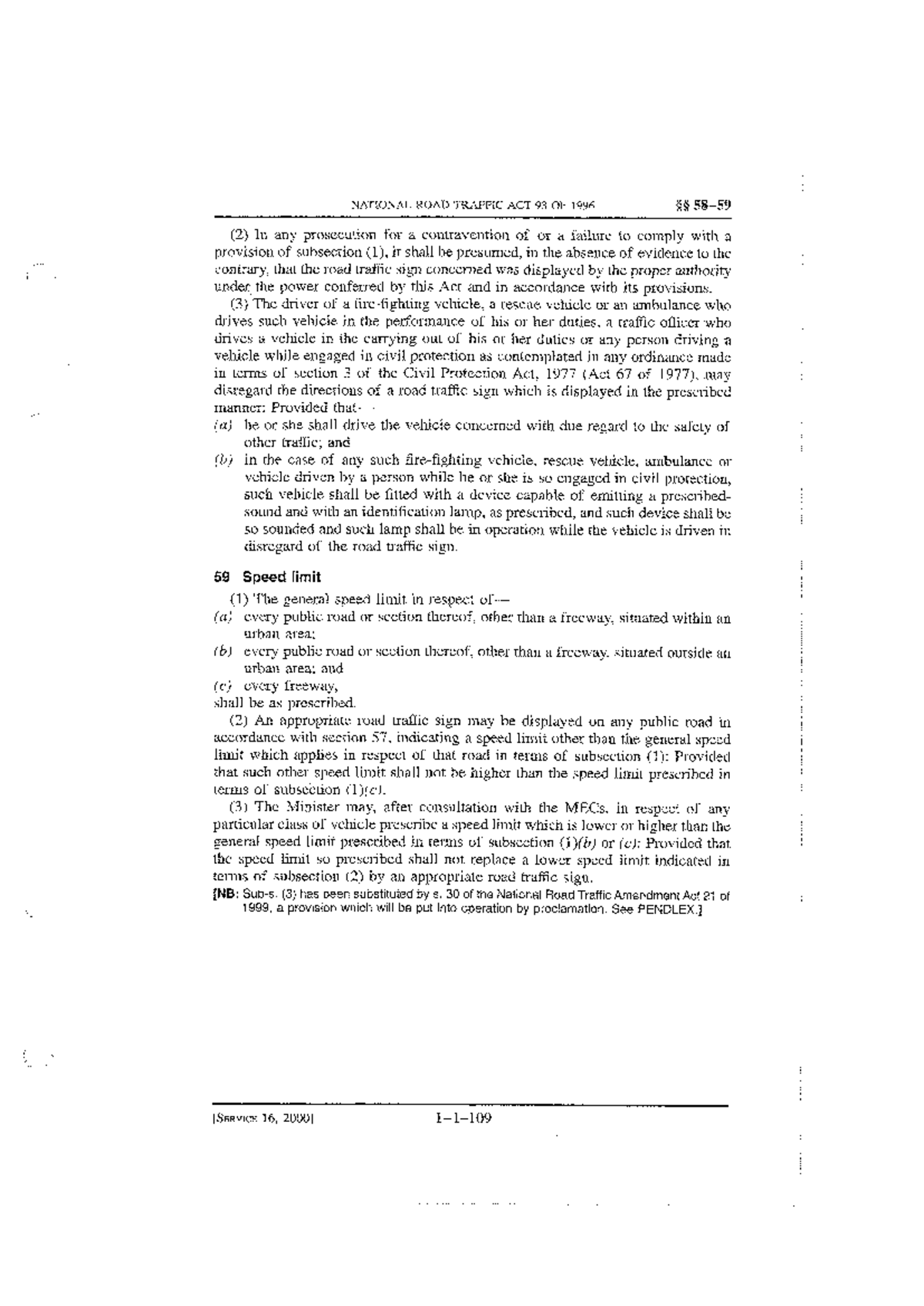 NATIONAL ROAD TRAFFIC ACT 93 OF 1996: Speed Limit Regulations Overview ...
