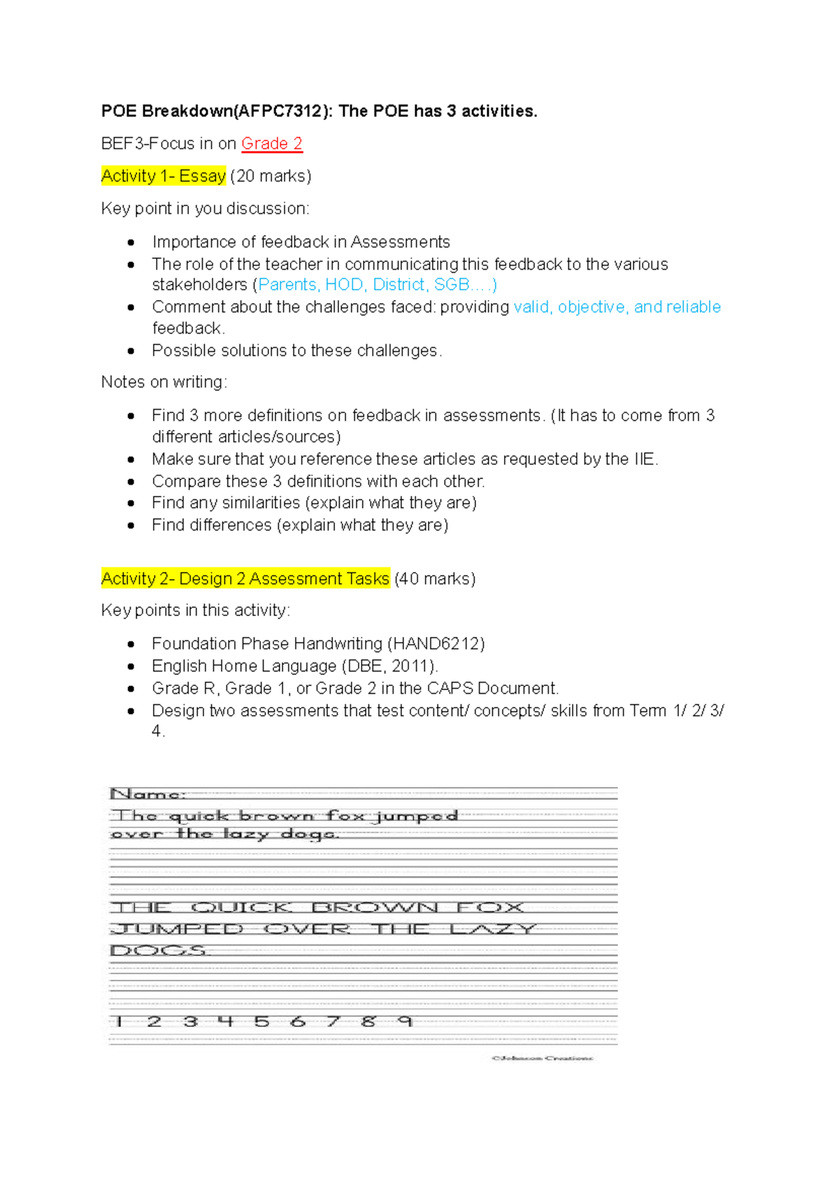 POE Breakdown - Notes to answering the POE - POE Breakdown(AFPC7312 ...