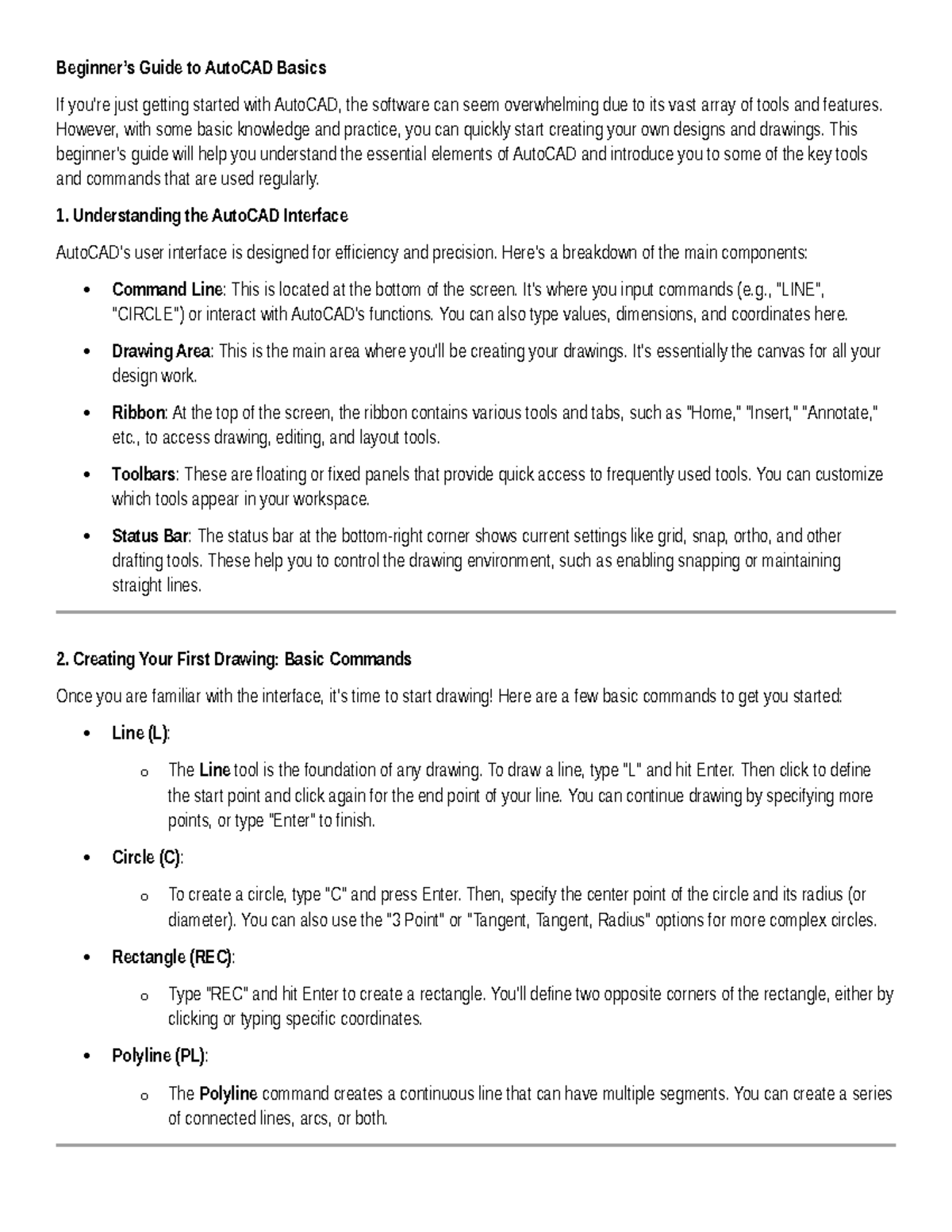 1. Guide to Auto CAD - Sample notes on AutoCAD - Beginner’s Guide to ...