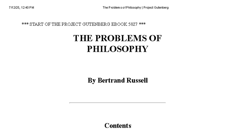 The Problems of Philosophy (Philosophy 101) - Bertrand Russell - Studocu